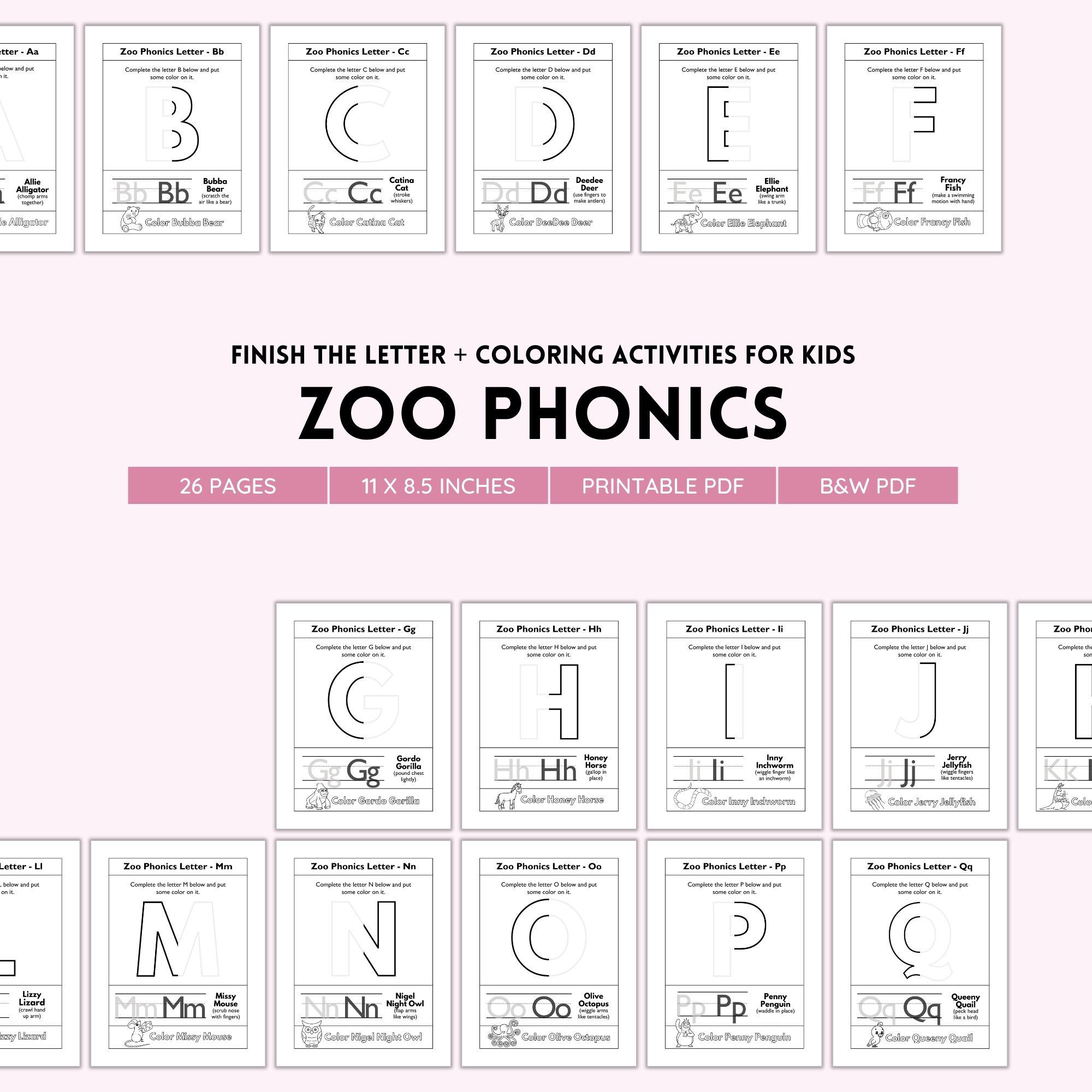 Zoo Phonics, Homeschool Printable, Alphabet Art, Printable Coloring ...