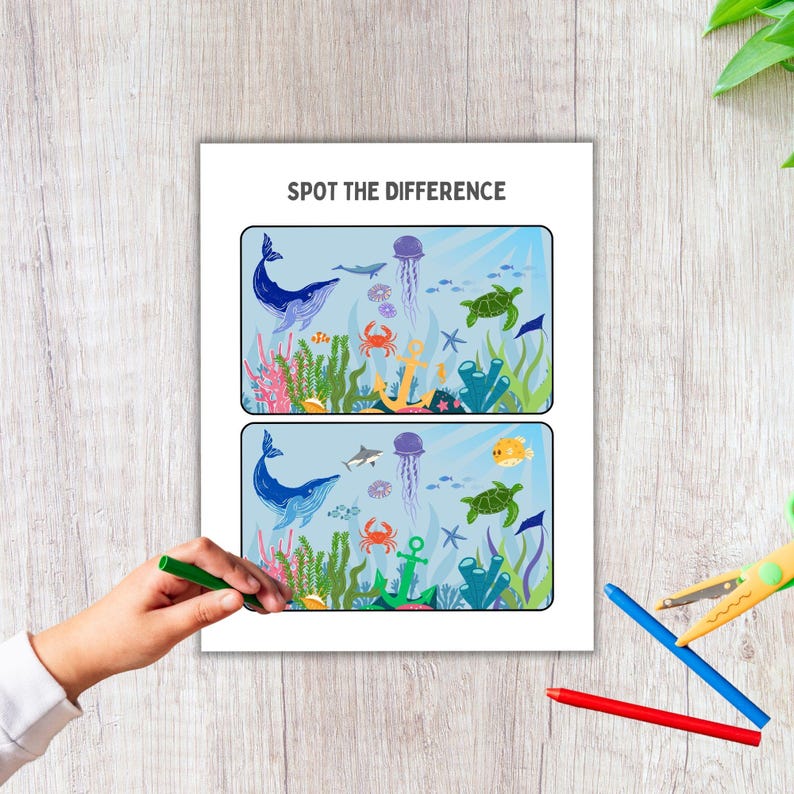 Spot the Difference, Find the Difference, Printable Game, Kids ...