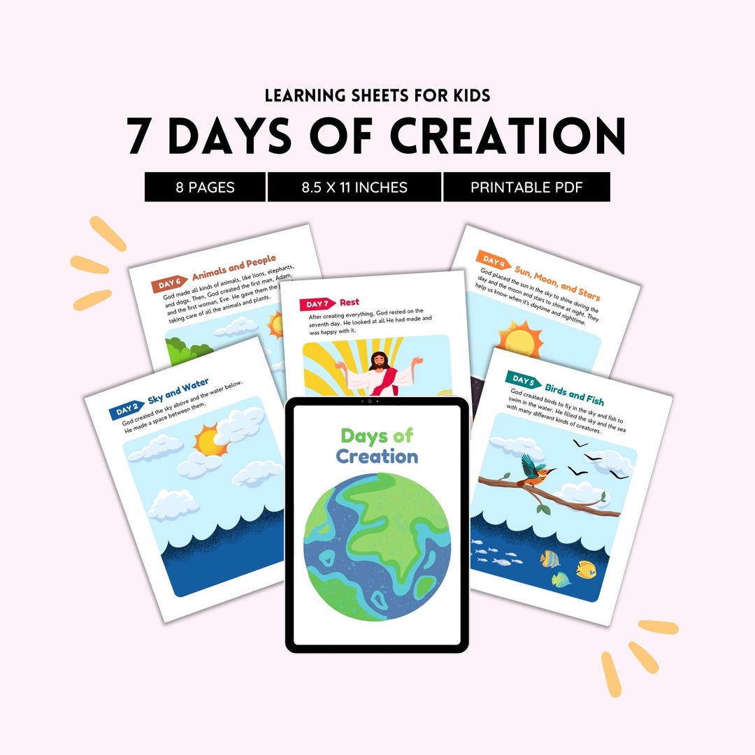 7 Days of Creation, Sunday School, Bible Activity, in the Beginning ...