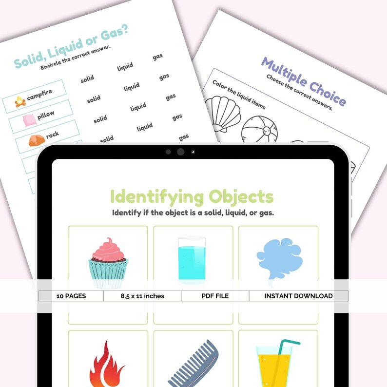 States of Matter, Physical Science, Phases of Matter, Science Worksheet ...