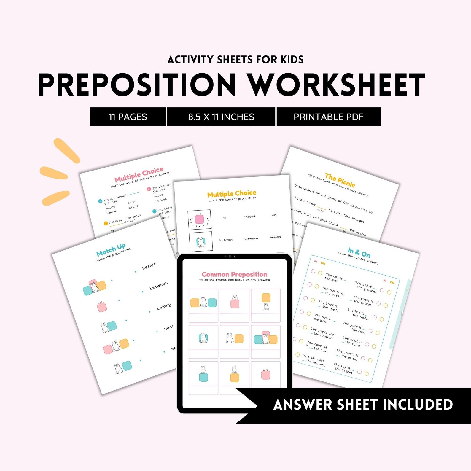 Preposition Worksheet, Parts of Speech, Grammar Worksheet, Preposition ...