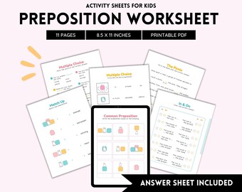 Prepositions Worksheet/learn Prepositions/grammar Worksheet ...