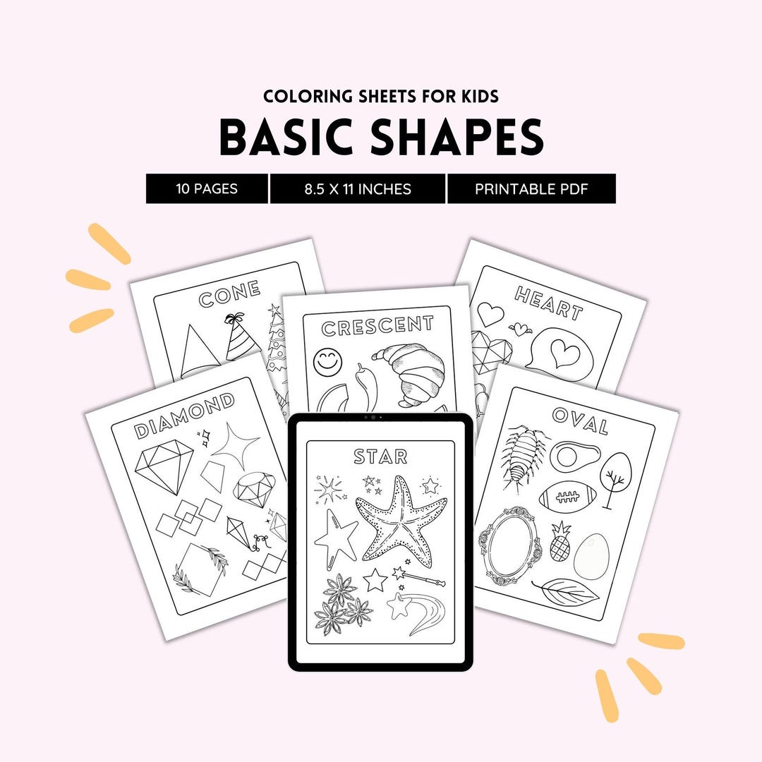 Basic Shapes, Digital Download, Basic Shapes Outline, Preschool Shapes ...