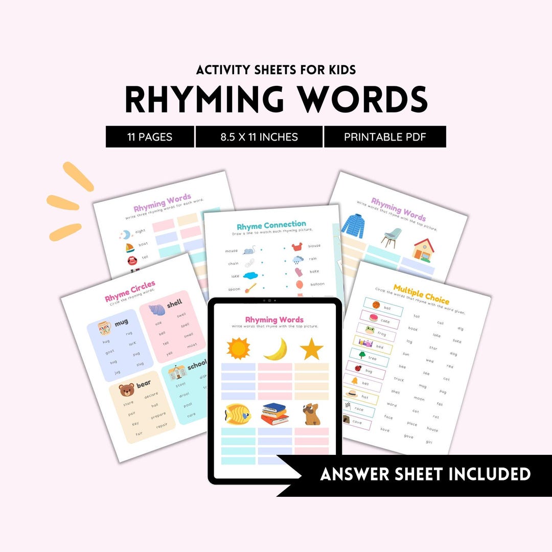 Rhyming Words, Learn to Read, Preschool Activity, Practice Rhyming ...
