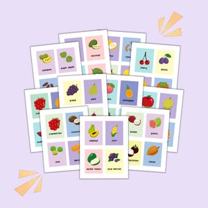 44 Fruits Flashcards, Montessori Flashcards, Pre-school Cards ...