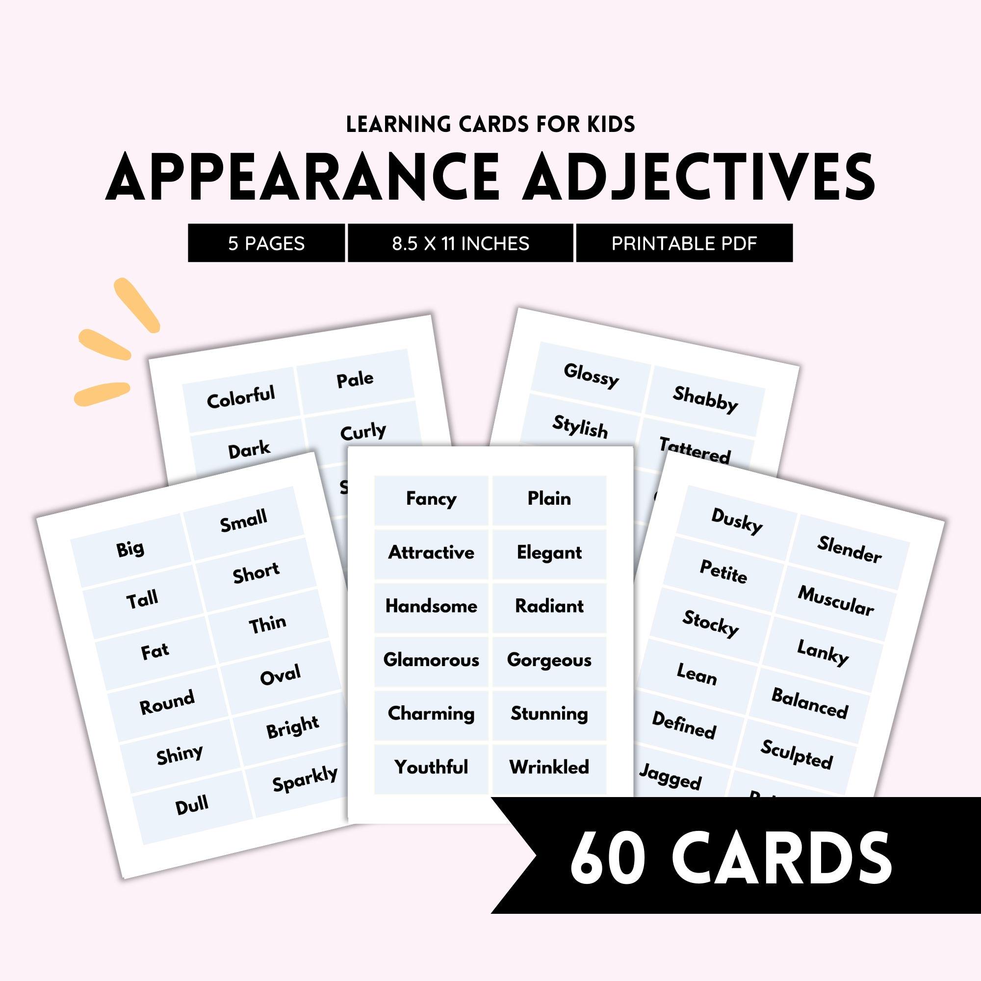 Adjectives, Appearance Adjectives, Parts of Speech, Language Arts ...