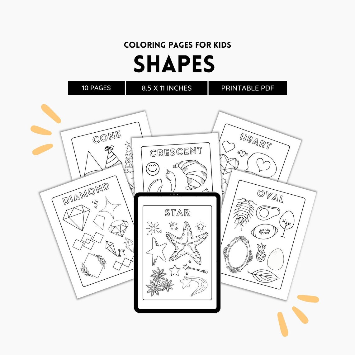10 Shapes, Coloring Pages, Shapes Coloring, Basic Shapes, Shape ...