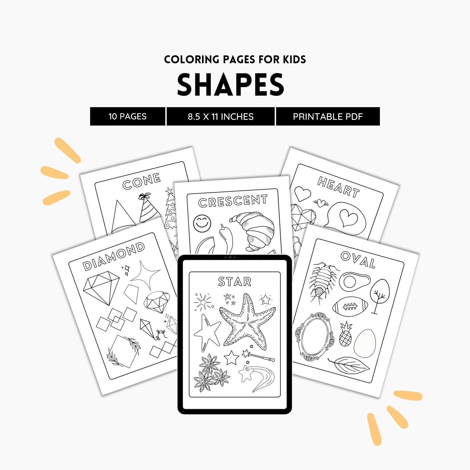 10 Shapes, Coloring Pages, Shapes Coloring, Basic Shapes, Shape ...