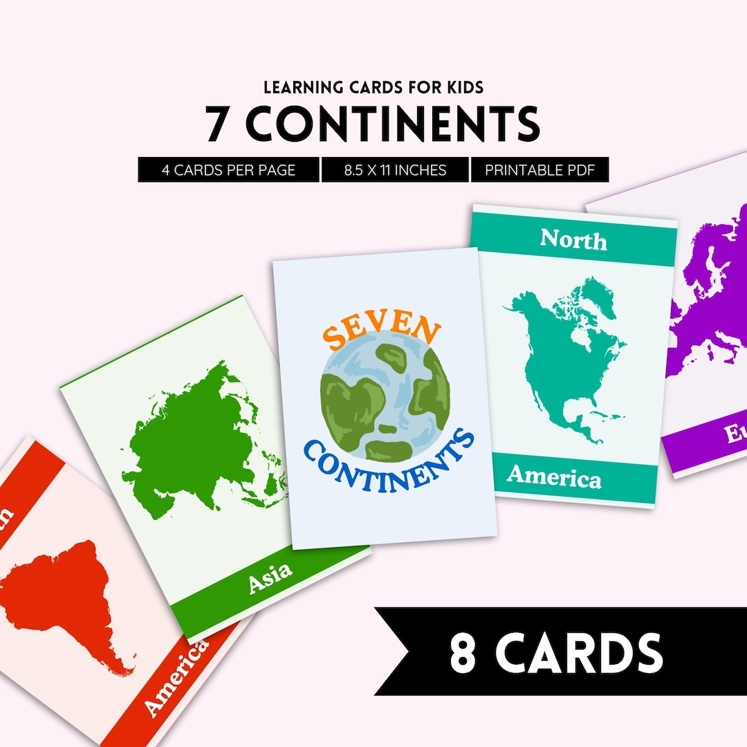7 Continents, 7 Continents Maps, Continents Flashcards, Preschool ...