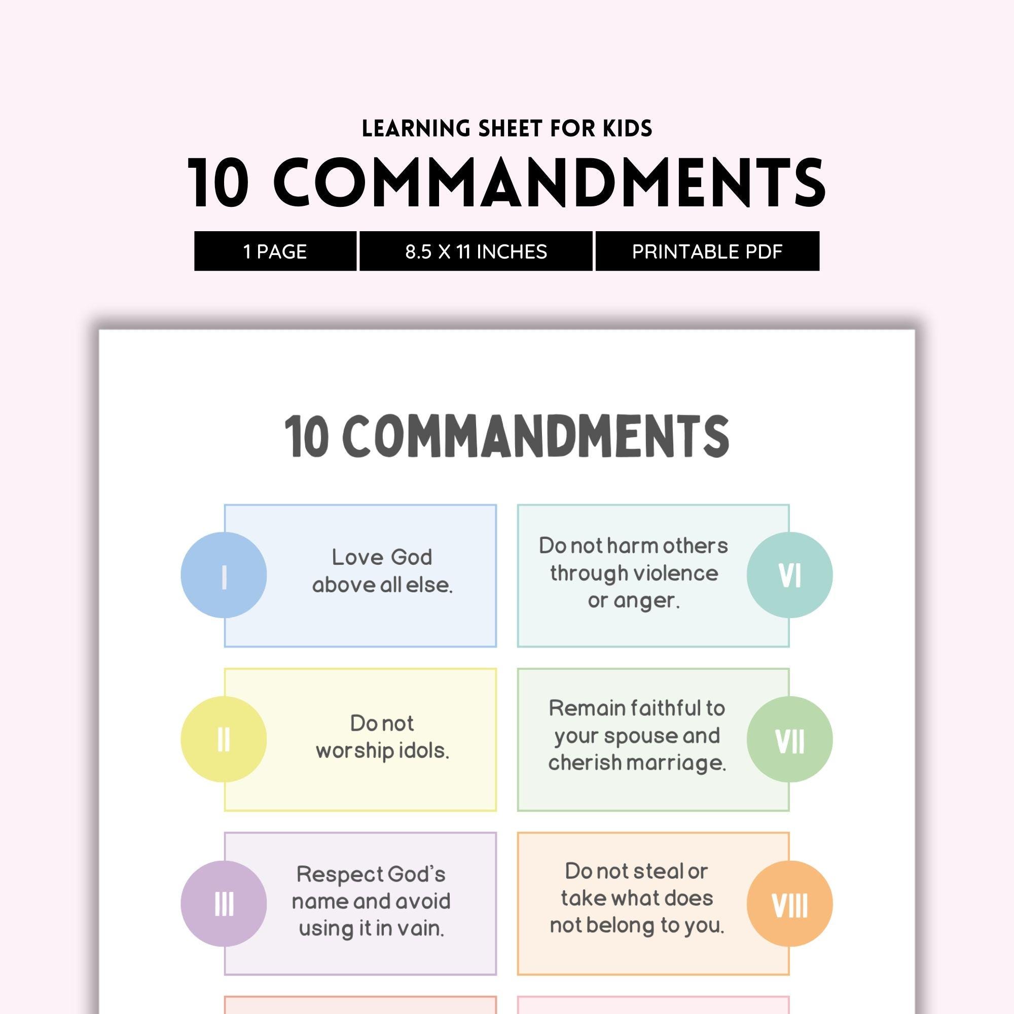 The 10 Commandments, Ten Commandments, Sunday School, Christian Wall ...
