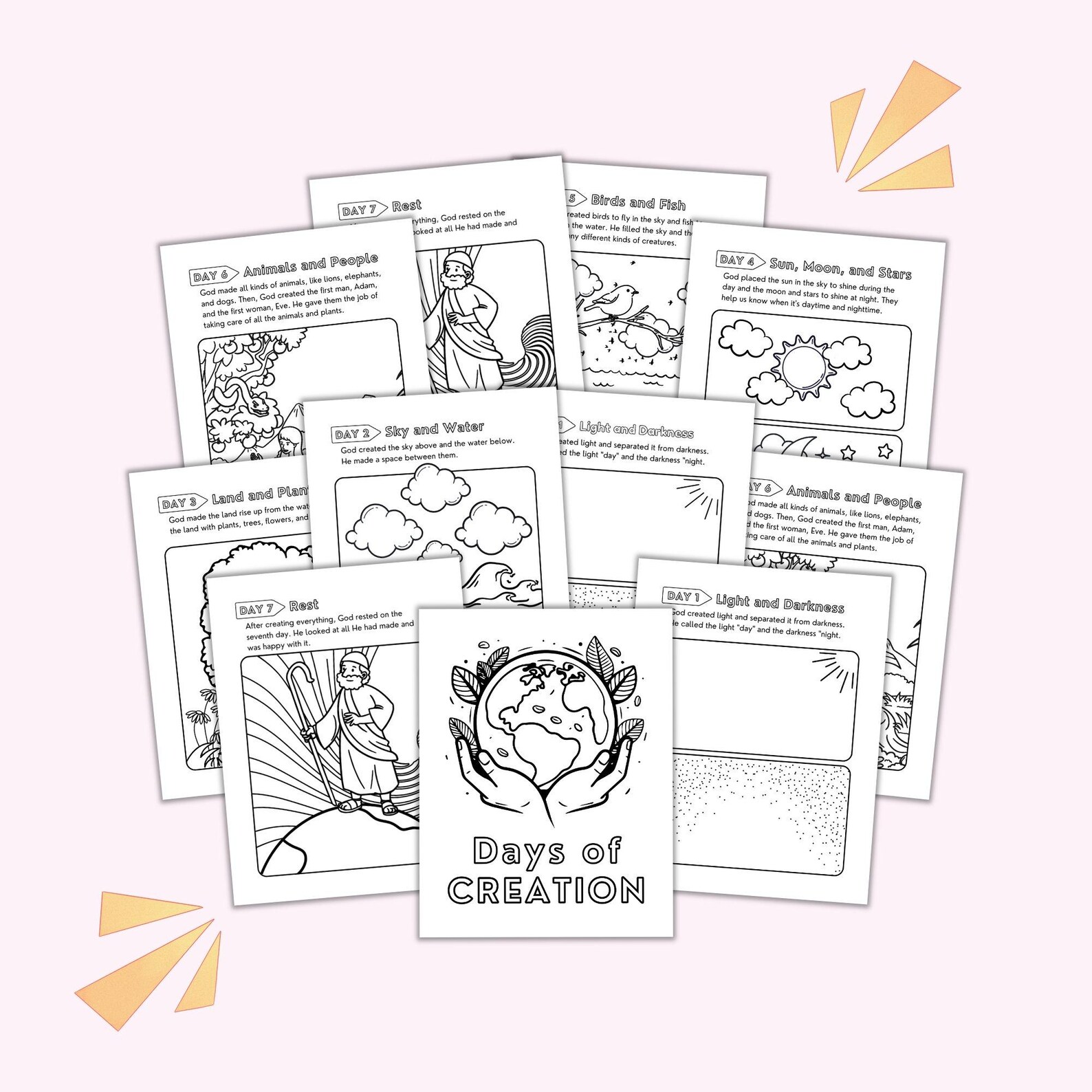 7 Days of Creation, Sunday School, Bible Activity, in the Beginning ...