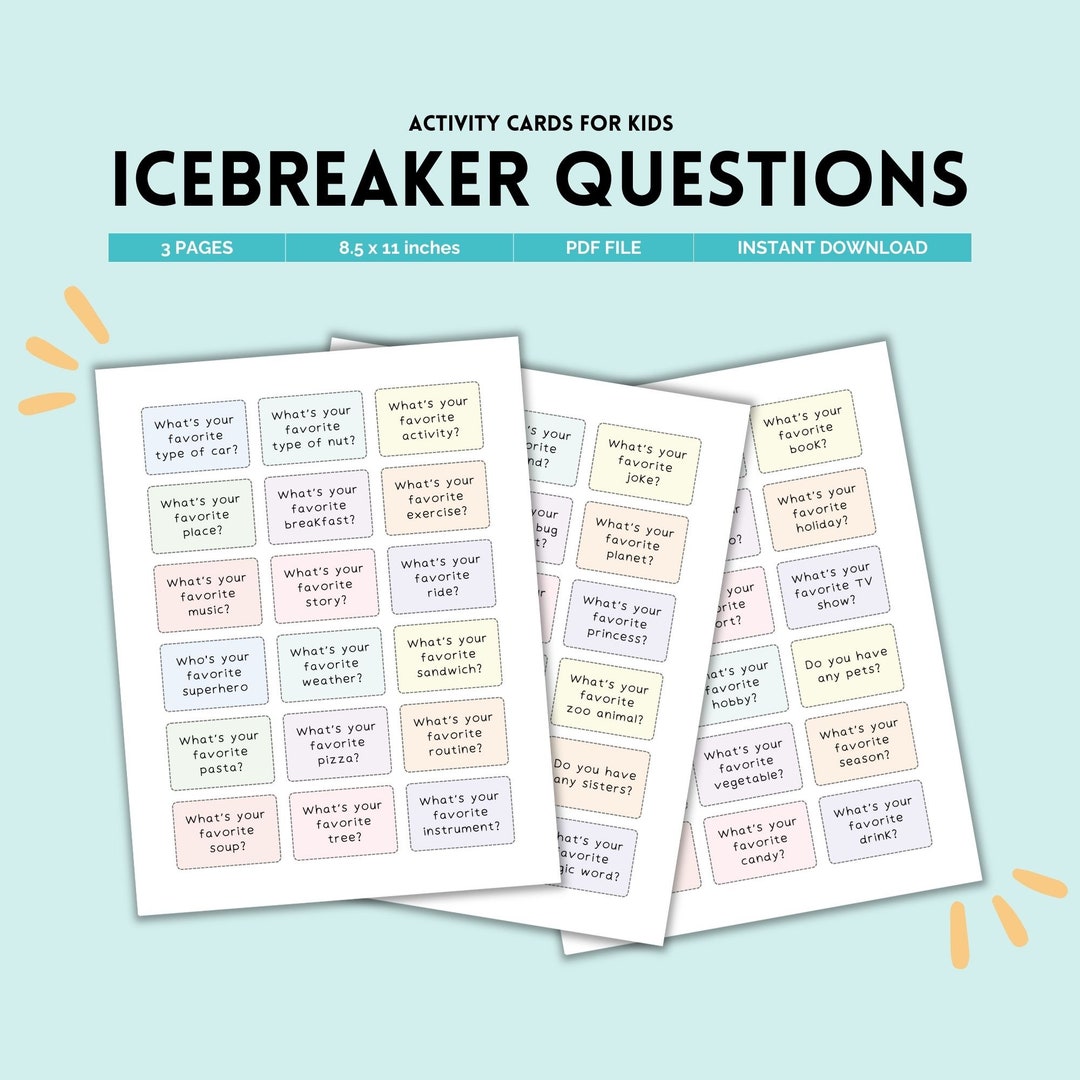 Icebreaker Questions, Conversation Cards, Back to School, Games for ...