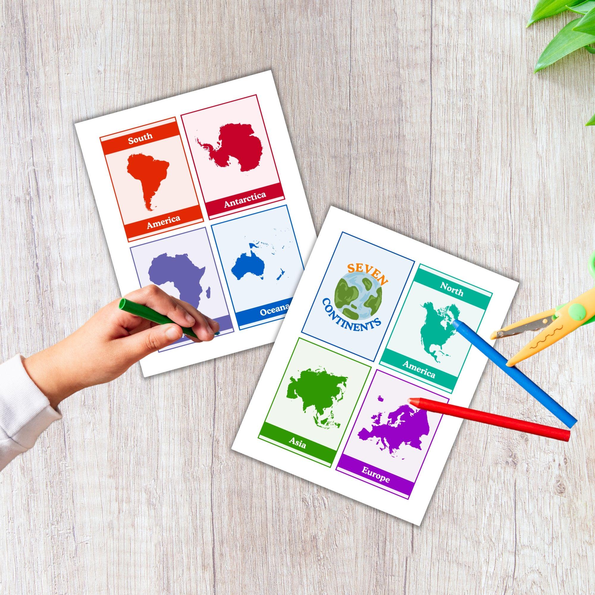 7 Continents, 7 Continents Maps, Continents Flashcards, Preschool ...