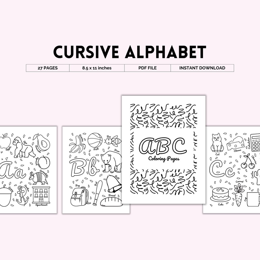 Cursive Aphabet, ABC Coloring Pages, Cursive Font, Cursive Worksheet ...