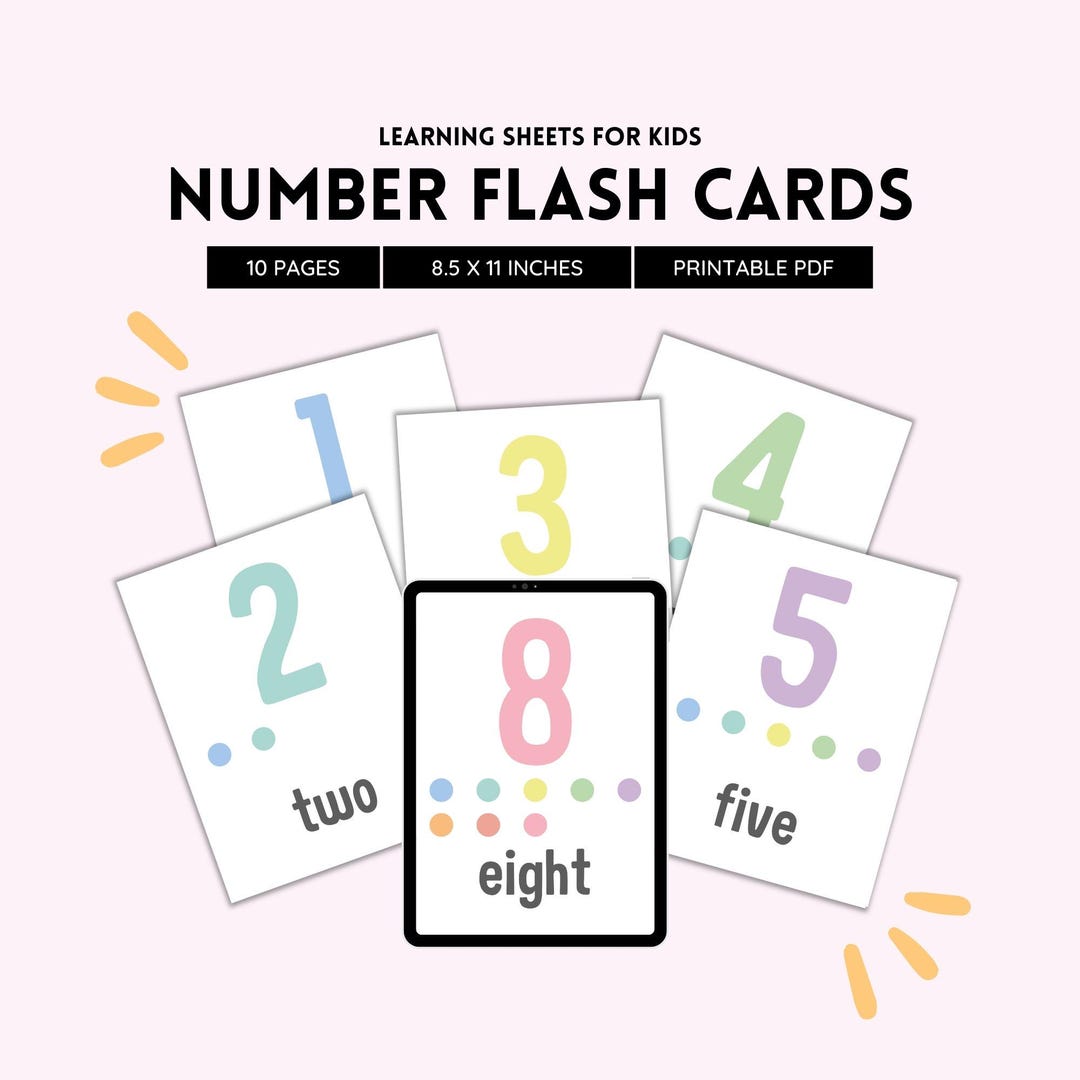 Number Flash Cards, Number Flashcards, Educational Cards, Printable ...