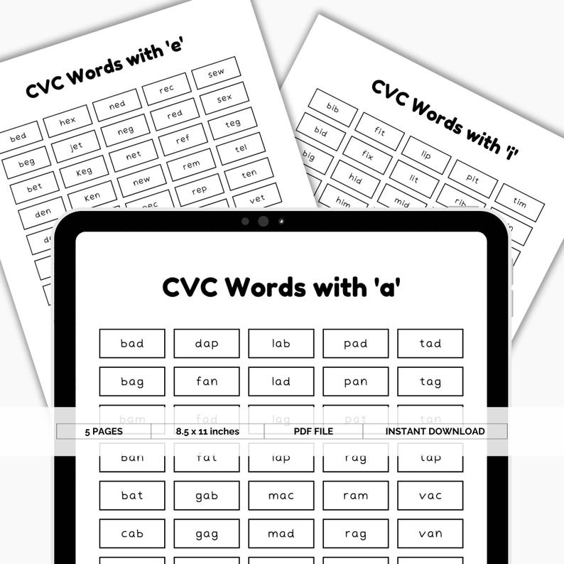 CVC Words, CVC Words List, Sight Words, Ccv Montessori, Preschool ...