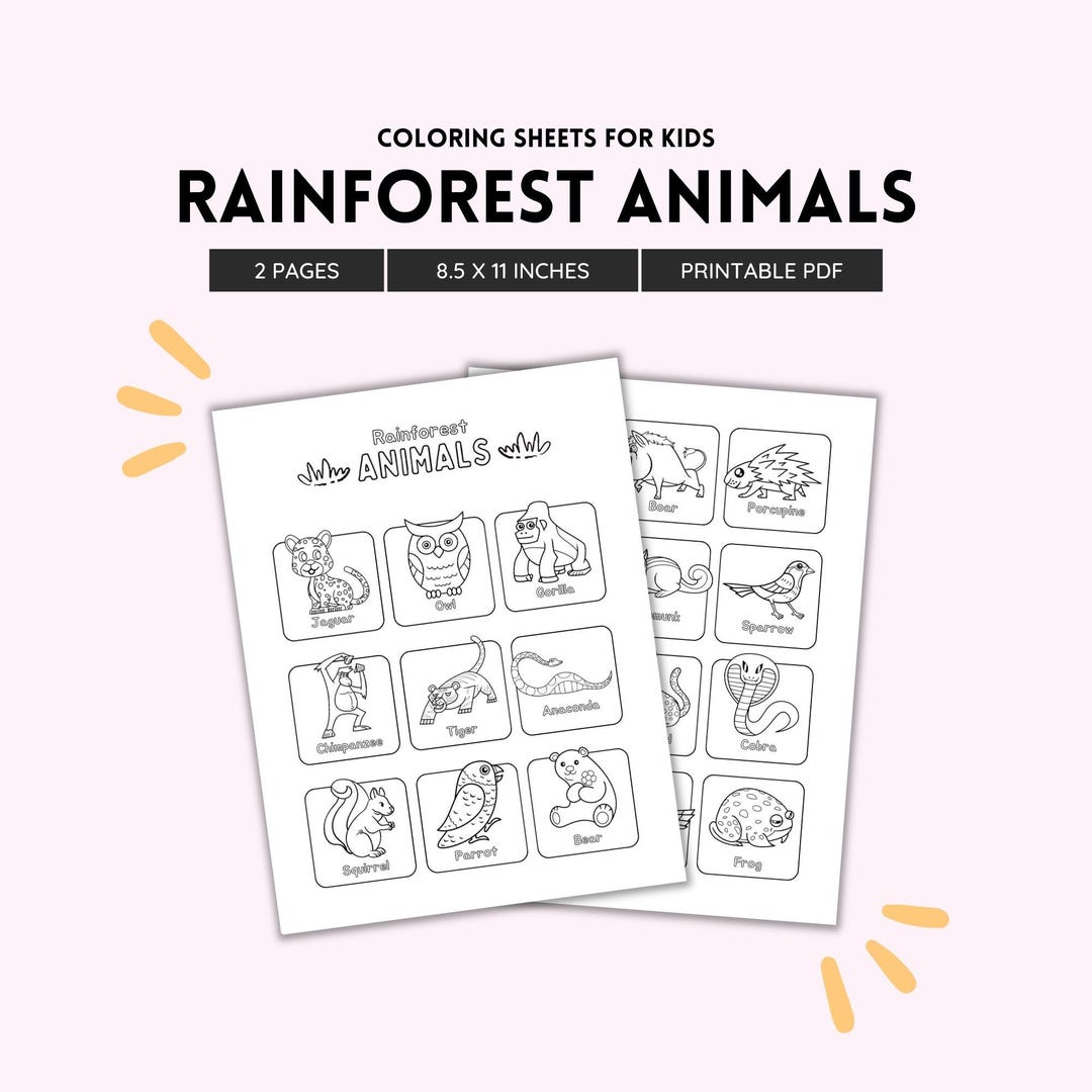 Rainforest Animals, Jungle Animals, Nursery Decor, Instant Download ...