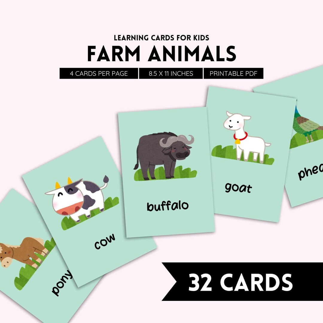 Farm Animals, Animal Flashcards, Printable Flashcards, Farm Flashcards ...
