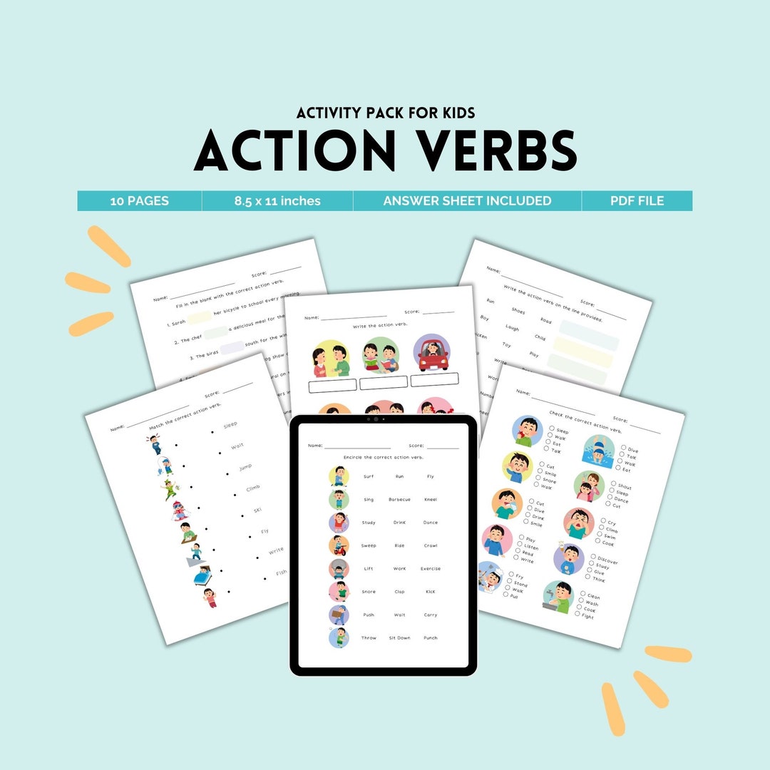 Action Verbs, Homeschool Printable, Vocabulary Activity, Classroom ...