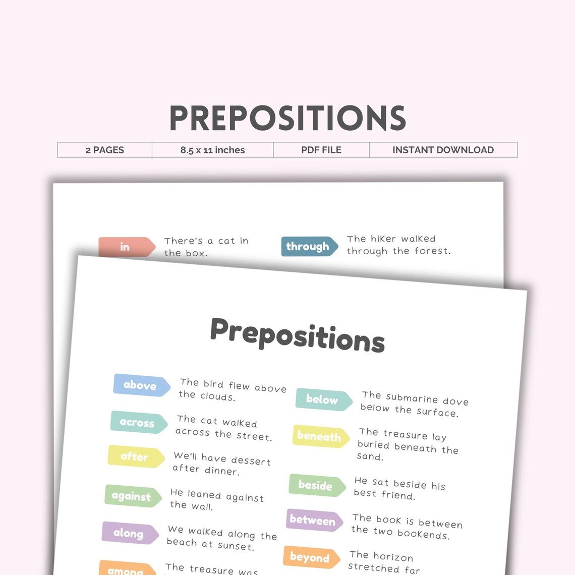 Prepositions, Preposition Words, Preschool Curriculum, English Language ...