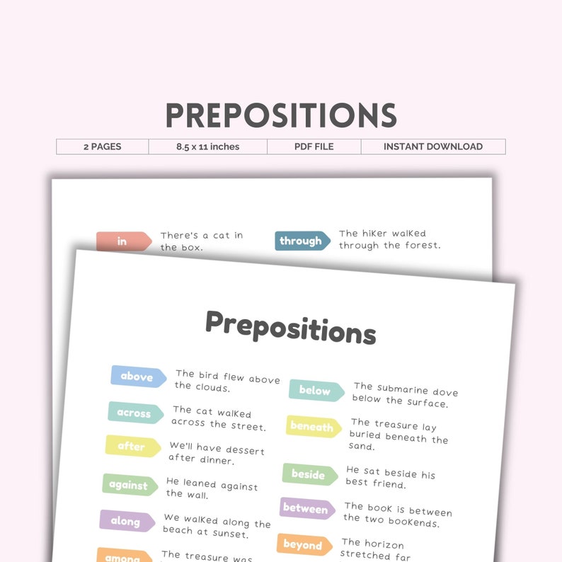Prepositions, Preposition Words, Preschool Curriculum, English Language ...