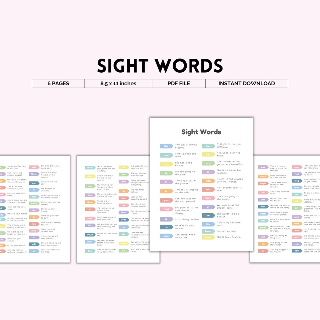 Sight Words, Sight Words Printable, Sight Words Montessori, Prek ...