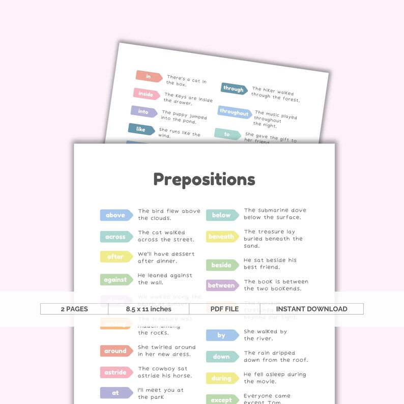 Prepositions, Preposition Words, Preschool Curriculum, English Language ...