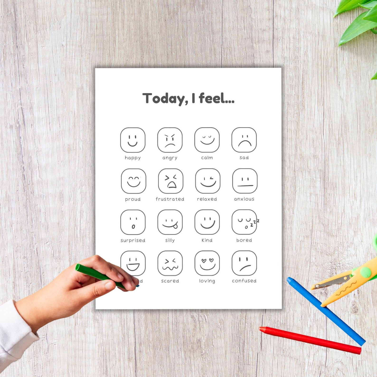 Feelings Chart, Coloring Page, Emotions Chart, Mood Chart, Feelings ...