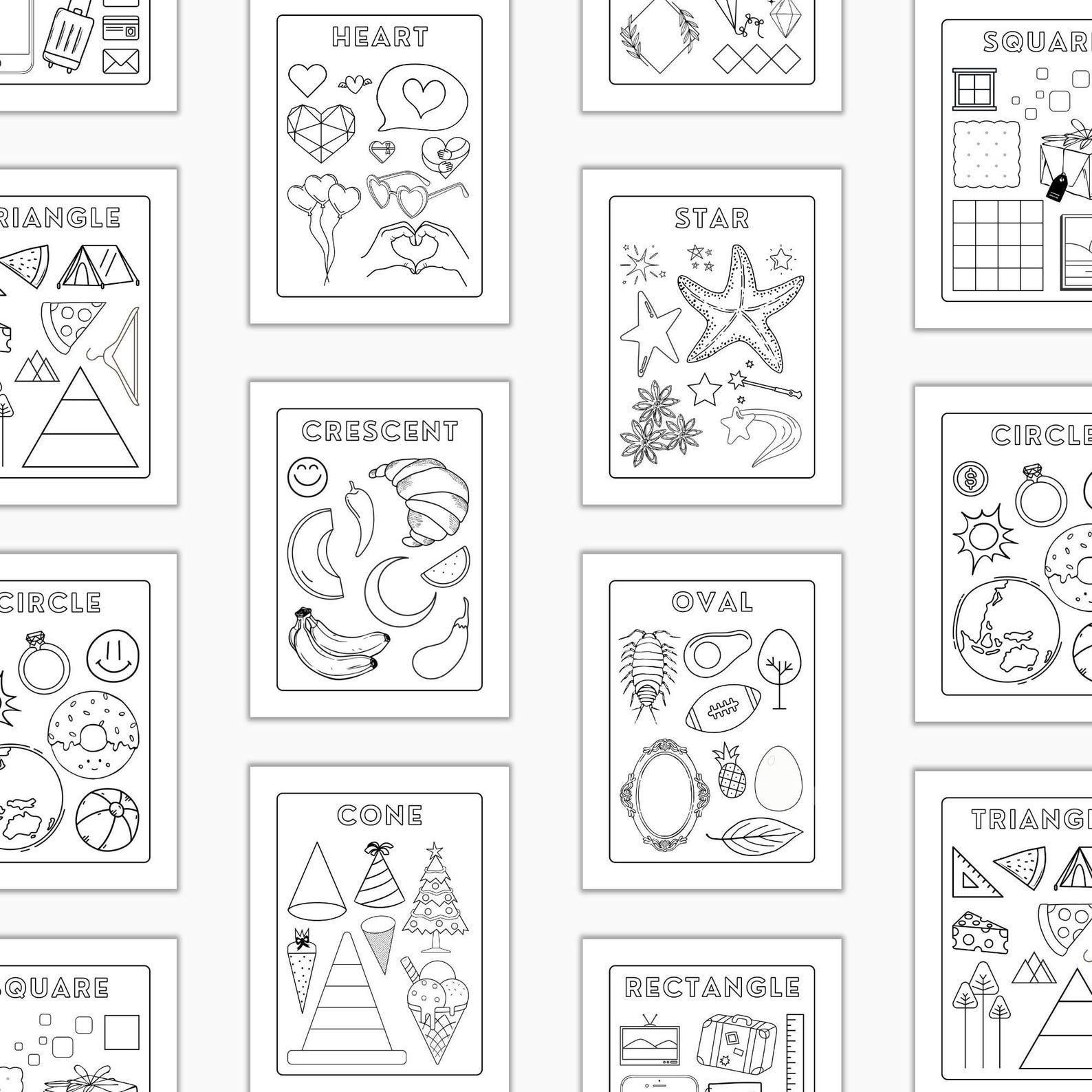 10 Shapes, Coloring Pages, Shapes Coloring, Basic Shapes, Shape ...