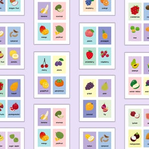 44 Fruits Flashcards, Montessori Flashcards, Pre-school Cards ...