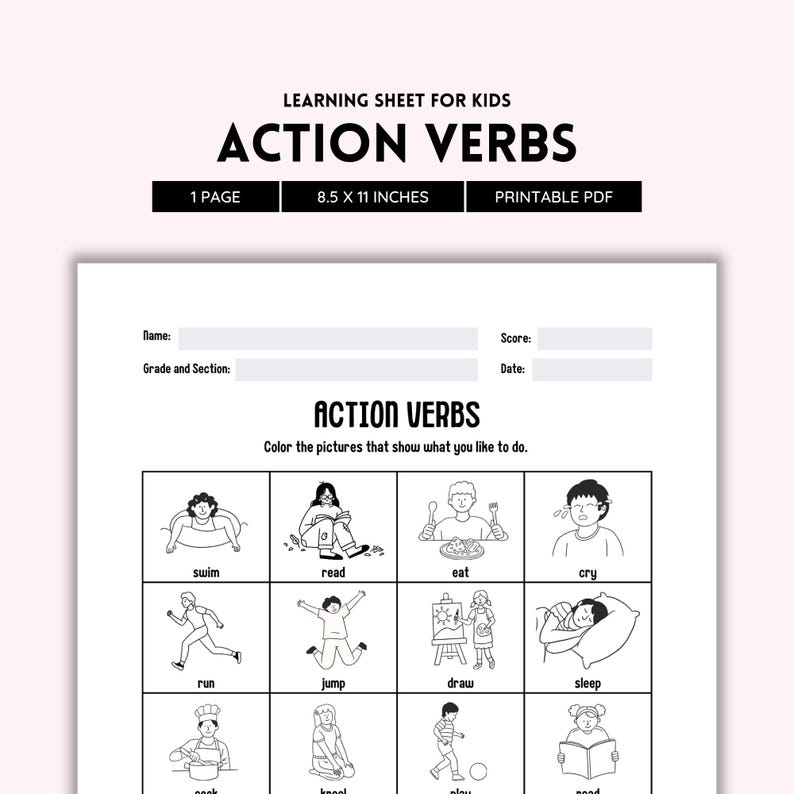 Action Verbs, Montessori Education, Montessori Printable, Home ...
