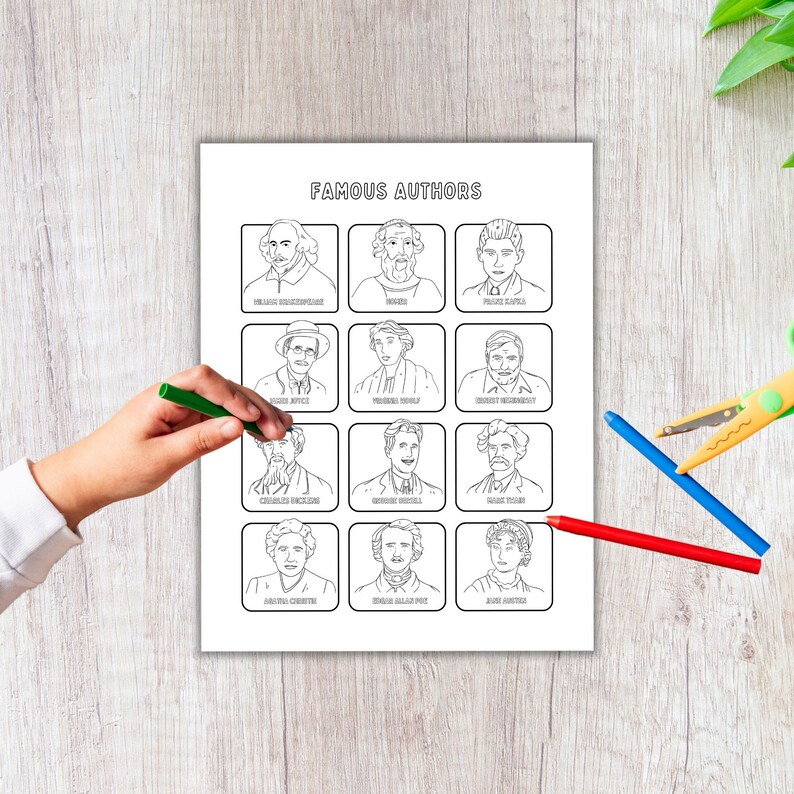 Famous Authors, Coloring Pages, American Literature, Coloring Pages for ...