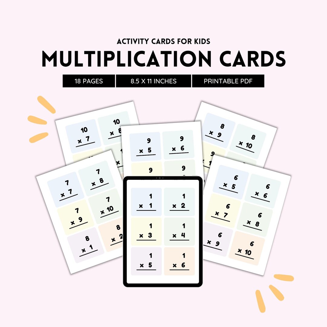 Multiplication Cards, Flash Cards, Math Flash Cards, Number Cards, Math ...