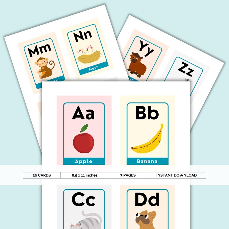 26 ABC Flashcards, Alphabet Flashcards, Pre-school Printables ...