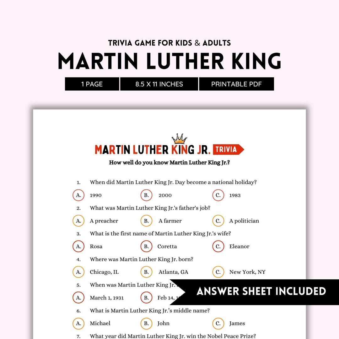 Martin Luther King Trivia, Black History Month, Black History Games ...