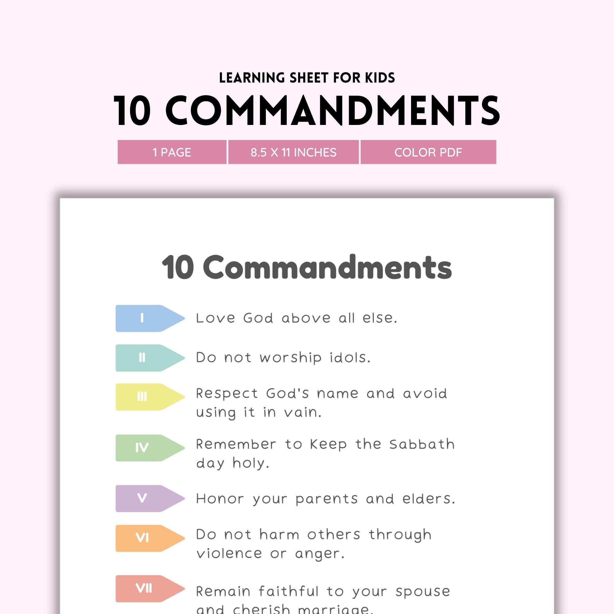 The 10 Commandments, Ten Commandments, Sunday School, Christian Wall ...