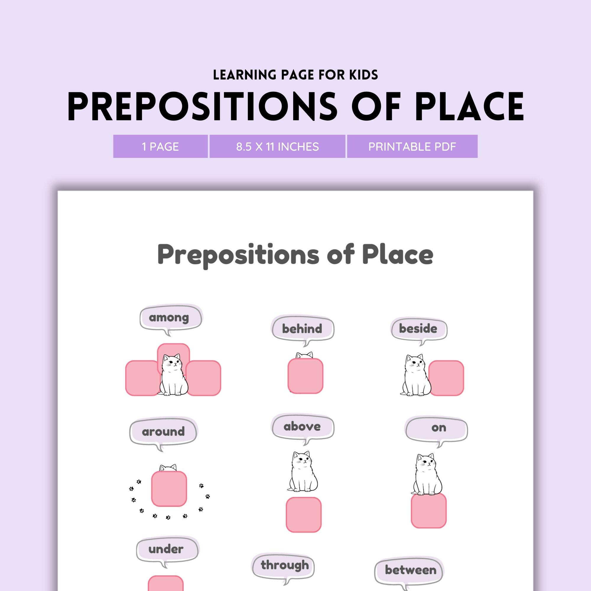 Prepositions of Place, Preposition Words, Preschool Curriculum, English ...