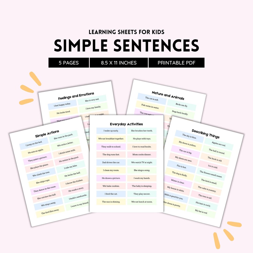 Simple Sentences, Sentence Building, Sentence Structure, Handwriting ...