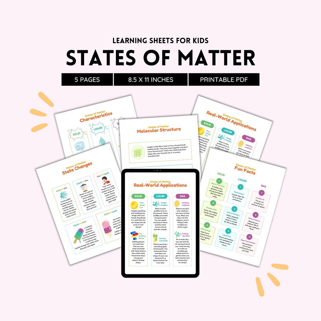 States of Matter, Physical Science, Phases of Matter, Science Worksheet ...