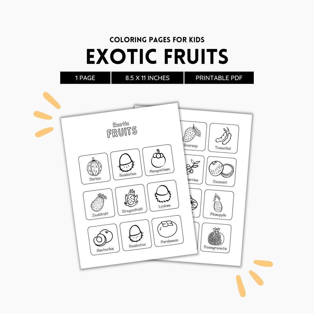 Exotic Fruits, Tropical Fruits, Exotic Plants, Coloring Page, Summer ...