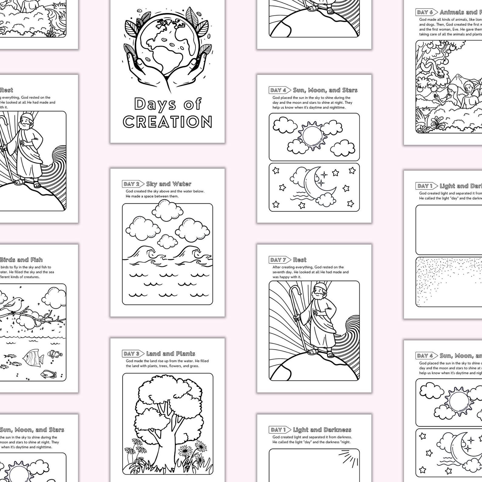 7 Days of Creation, Sunday School, Bible Activity, in the Beginning ...