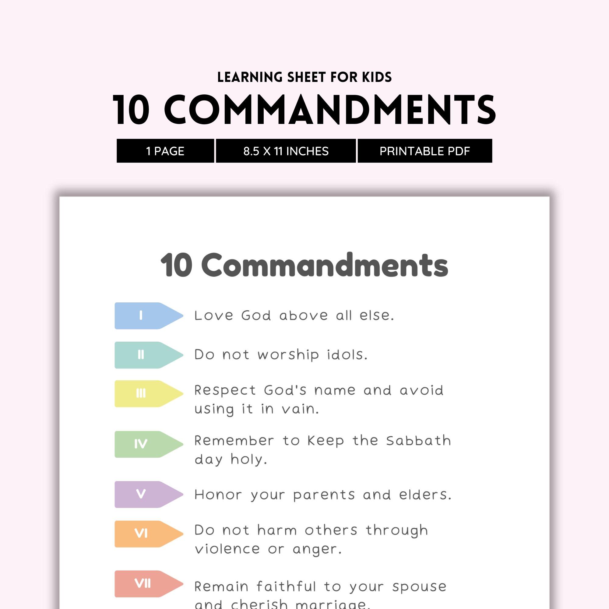 Ten Commandments Catholic For Kids