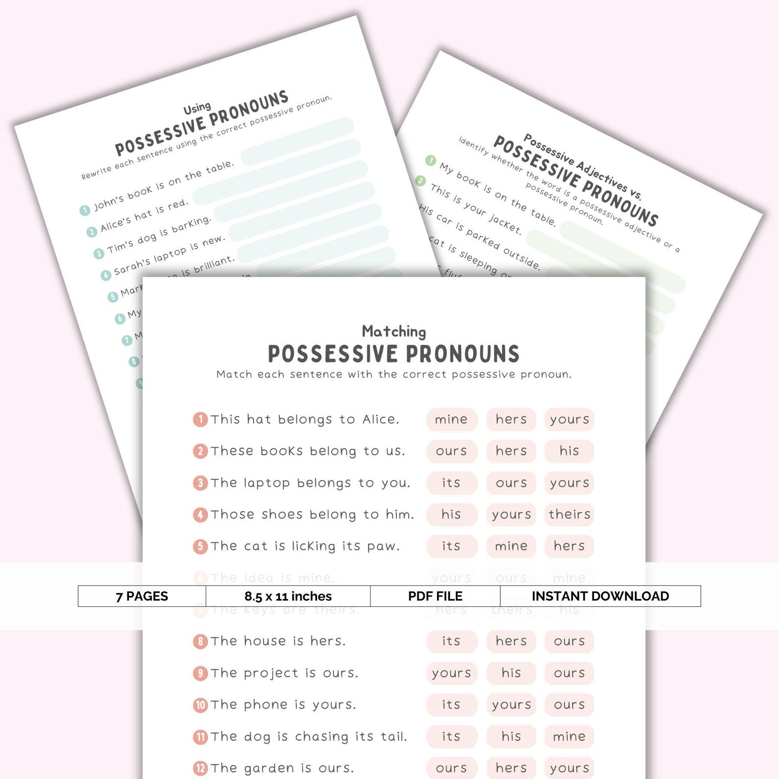 Possessive Pronouns, English Grammar, Subject Pronouns, Personal ...