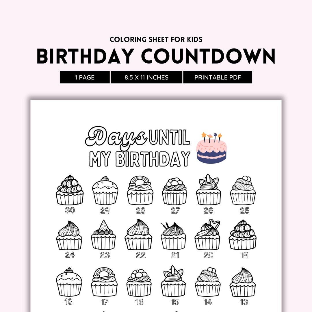 Birthday Countdown, Birthday Calendar, Countdown Calendar, Birthday Printable, Kids Birthday ...