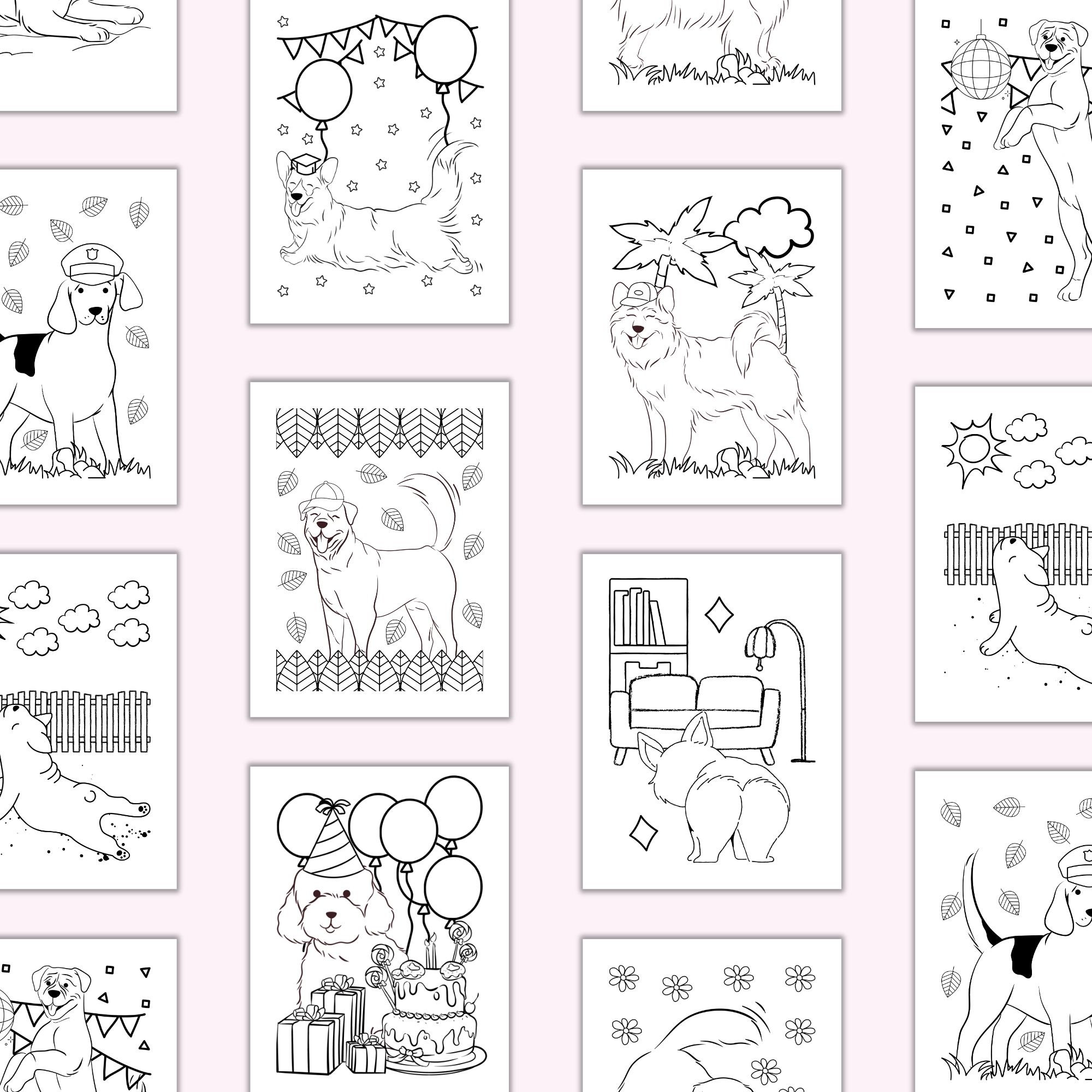 Dog Coloring Pages, Mini Coloring Book, Coloring Pages, Printable ...