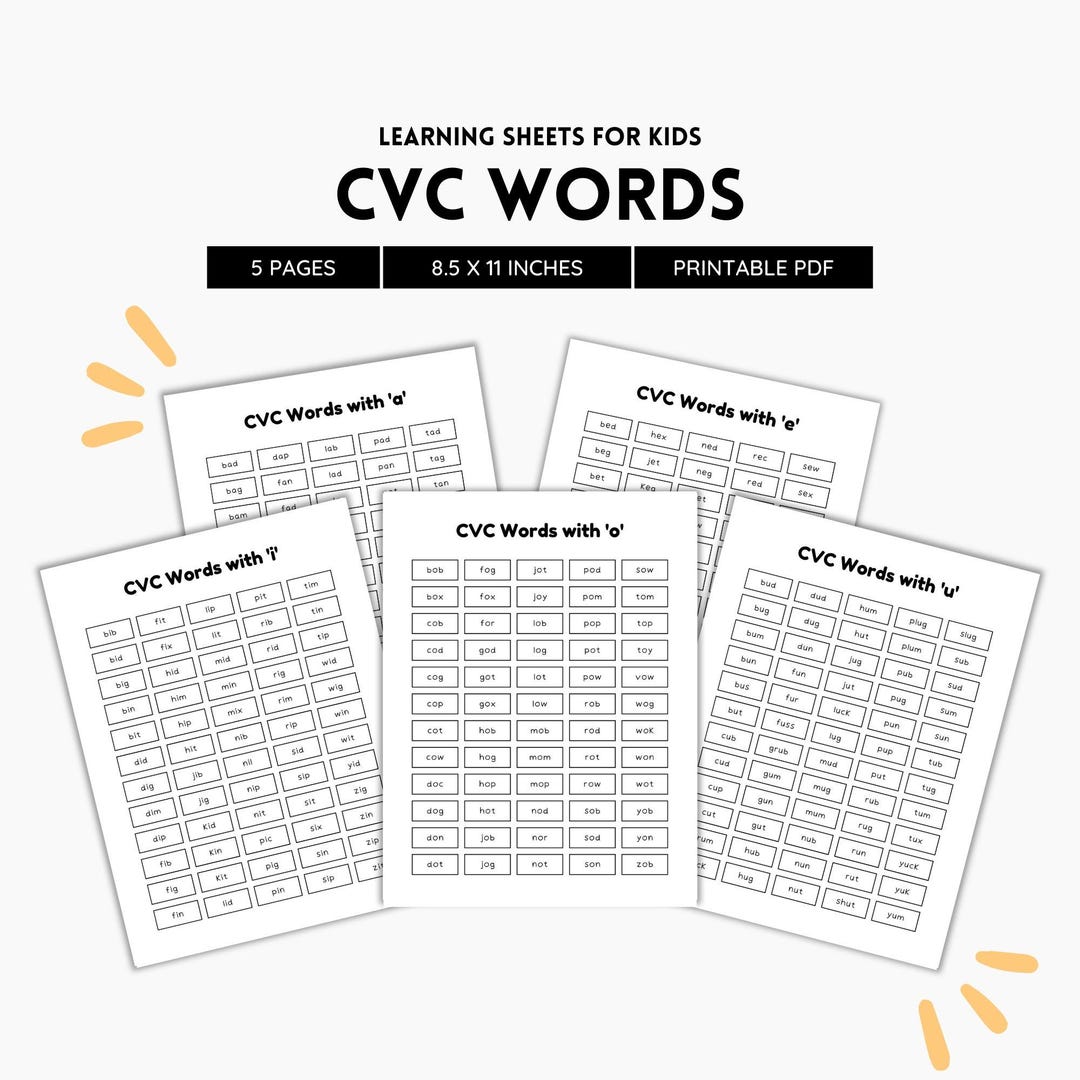 CVC Words, Kindergarten Reading, Learn to Read, CVC Worksheets, Reading ...