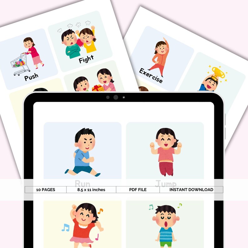 Actions Verbs Card, Flashcards, Montessori Education, Montessori ...