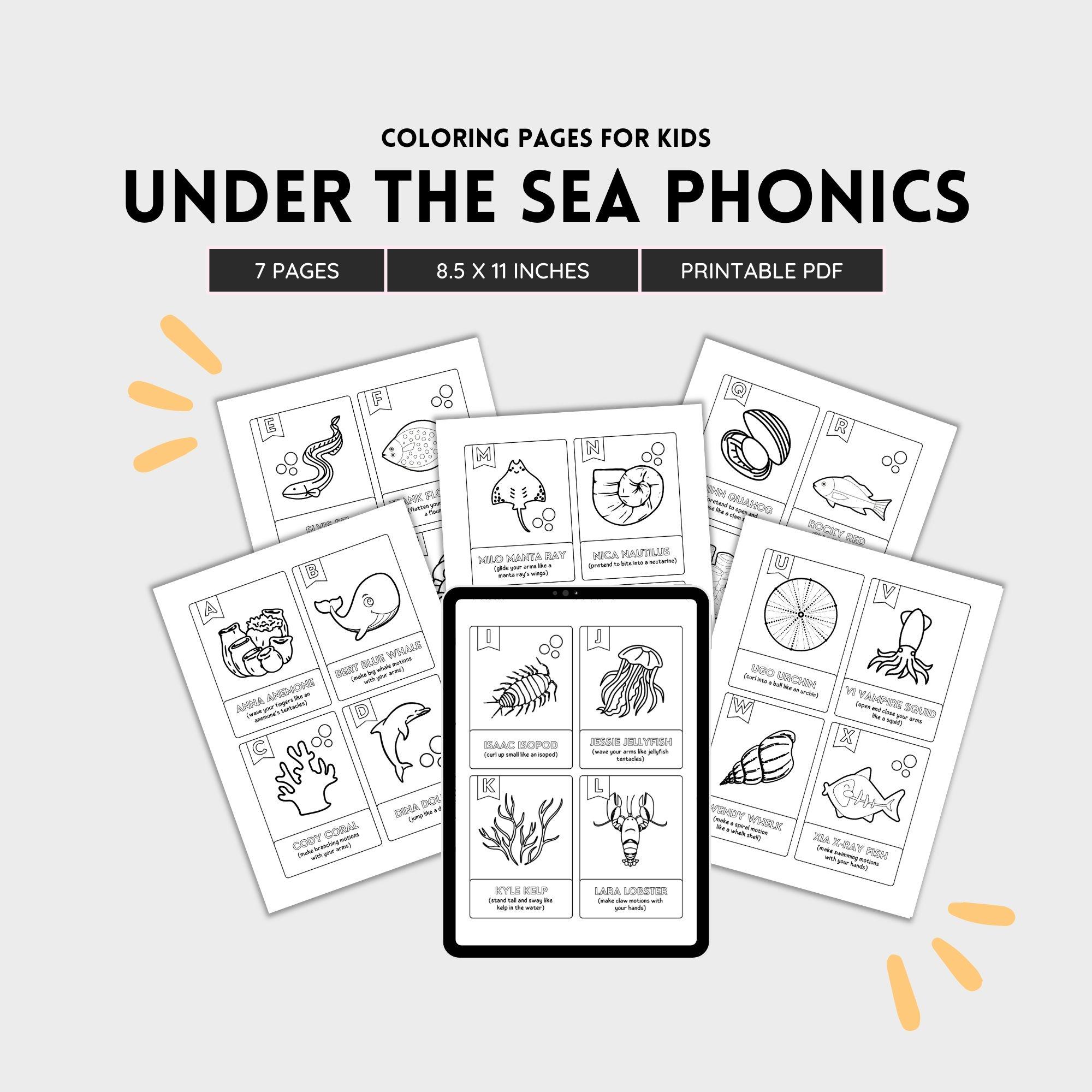 Under the Sea Phonics, Coloring Pages, Preschool Worksheets, Printable ...