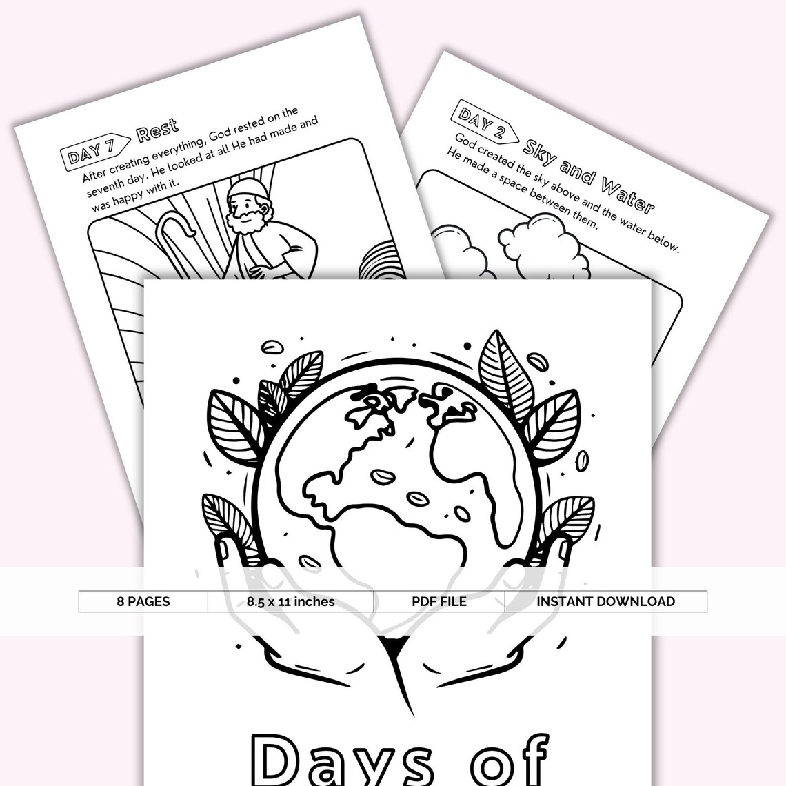 7 Days of Creation, Sunday School, Bible Activity, in the Beginning ...