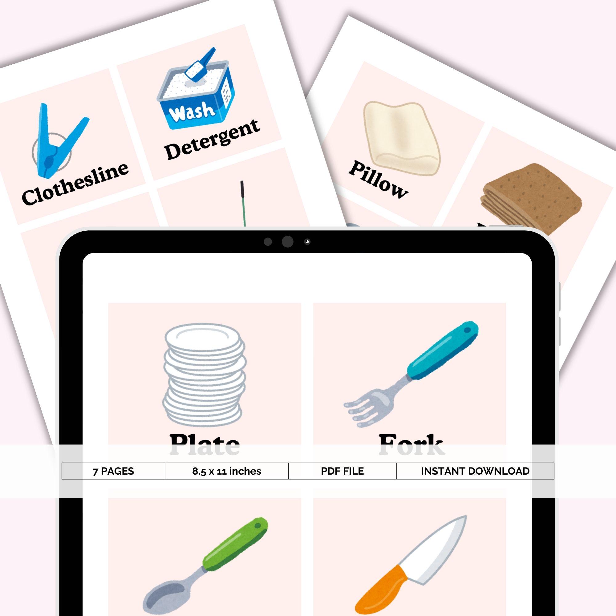 Household Items, Flash Cards, Home Items, Visual Cards, Toddler Cards ...